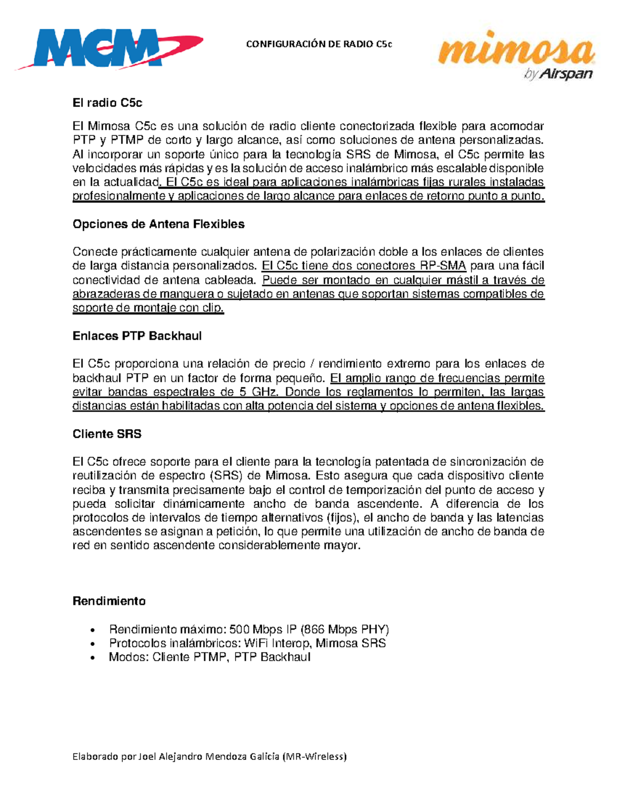 Manual de Instalación del Radio Mimosa C5c - Guía Completa - Studocu