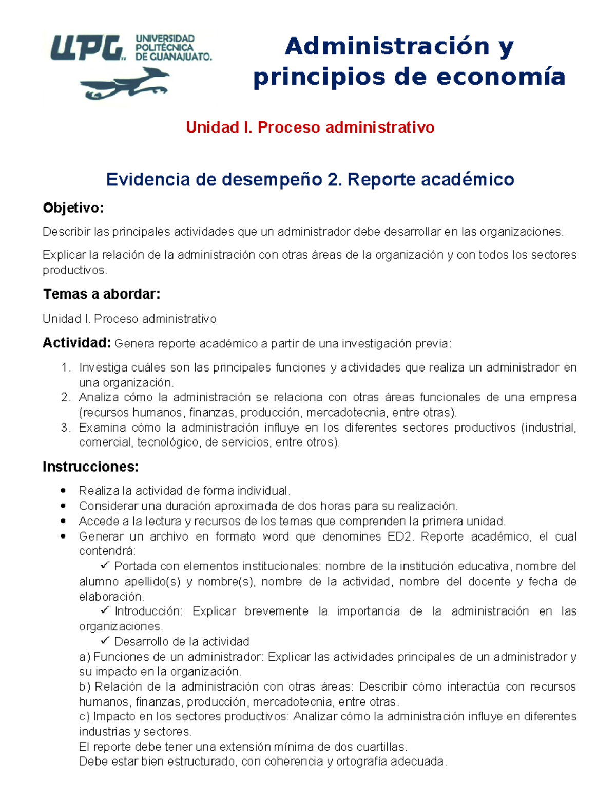 ED2: Reporte Académico sobre Proceso Administrativo y Funciones del ...