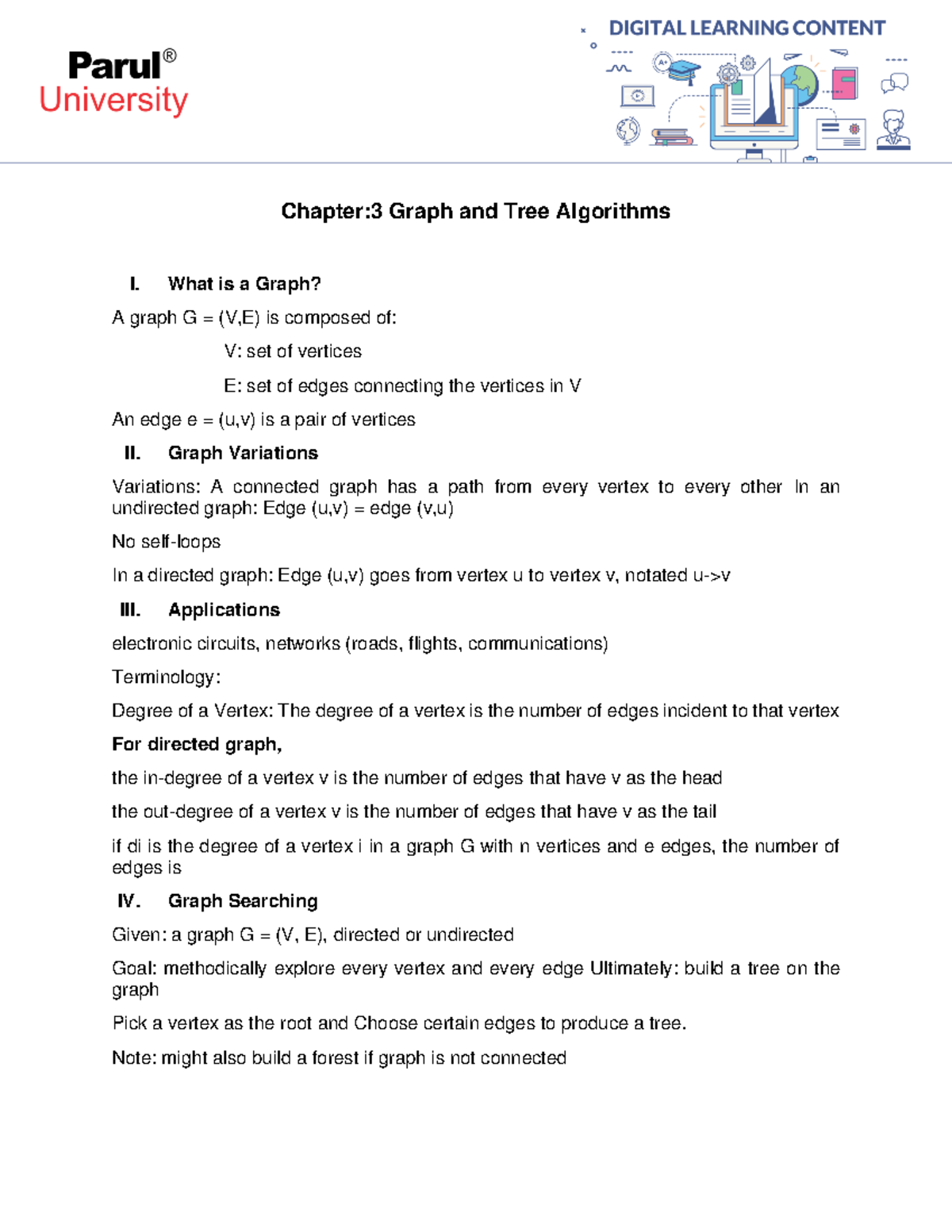 DAA - Ch. 3 (Lecture Notes) - Chapter:3 Graph and Tree Algorithms I ...