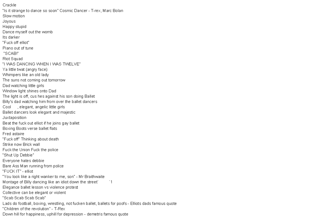 Billy Elliot - Film Technique Analysis: Class Notes for A Level Drama ...