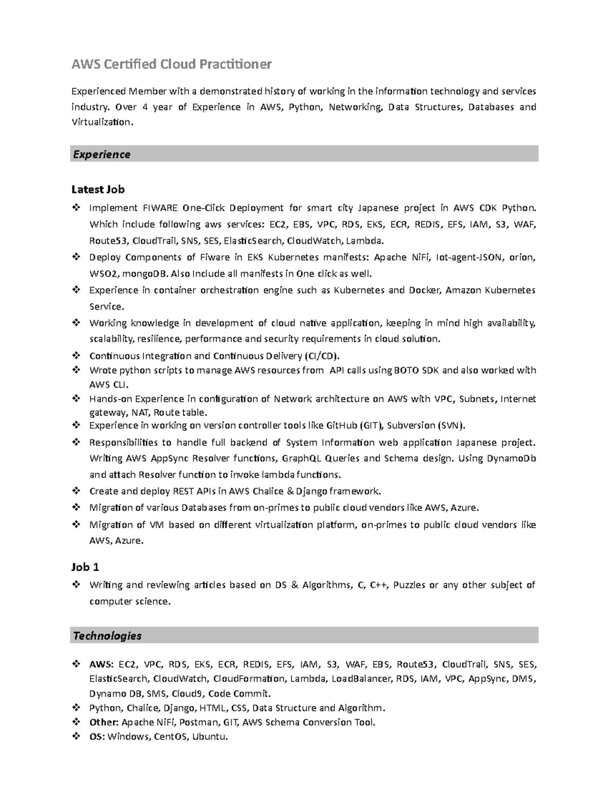 Devops AWS Sample - AWS Certified Cloud Practitioner Experienced Member ...