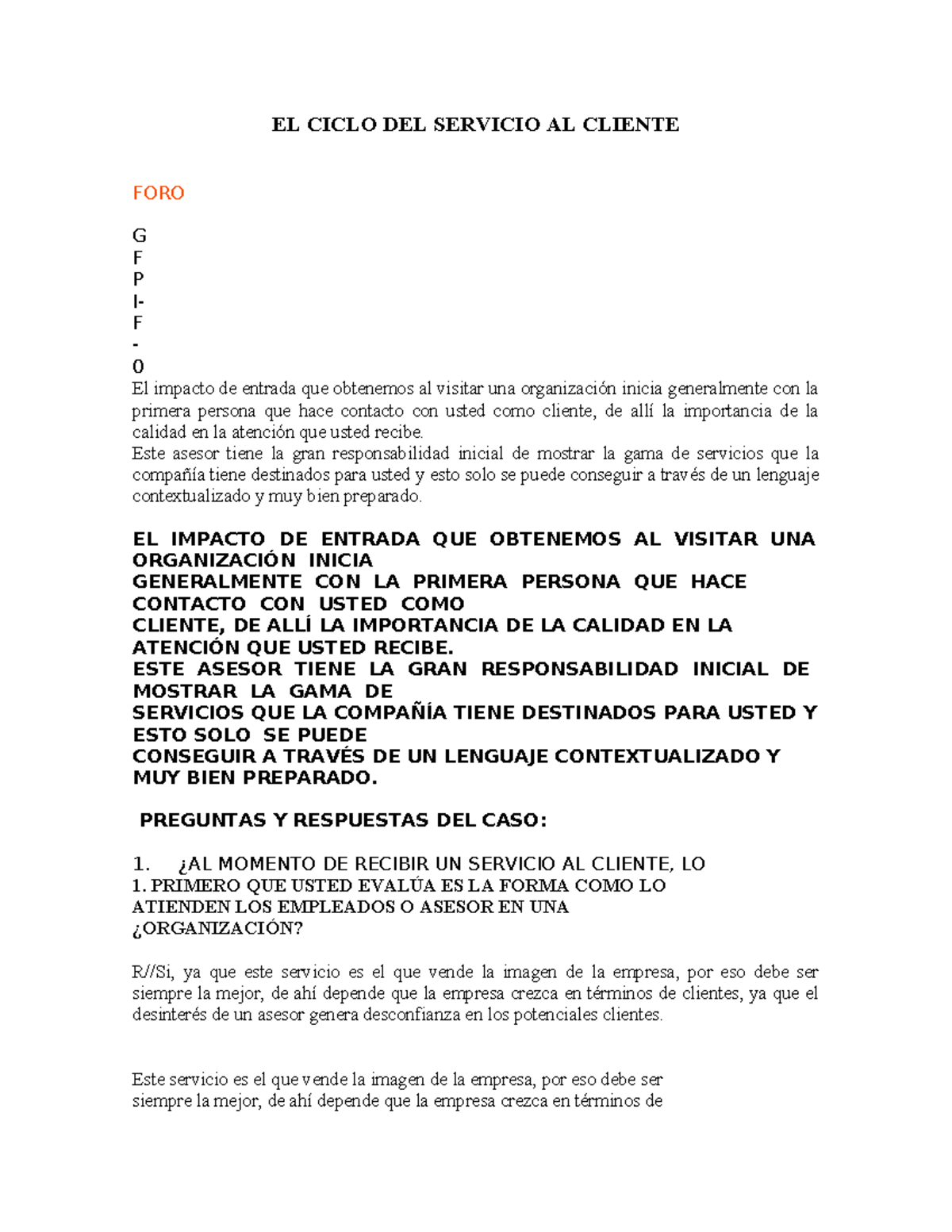 Ciclo de Servicio al Cliente: Impacto y Comunicación Efectiva - Studocu