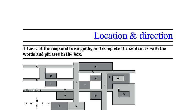 Location Directions Exercise: Map and Town Guide - Studocu