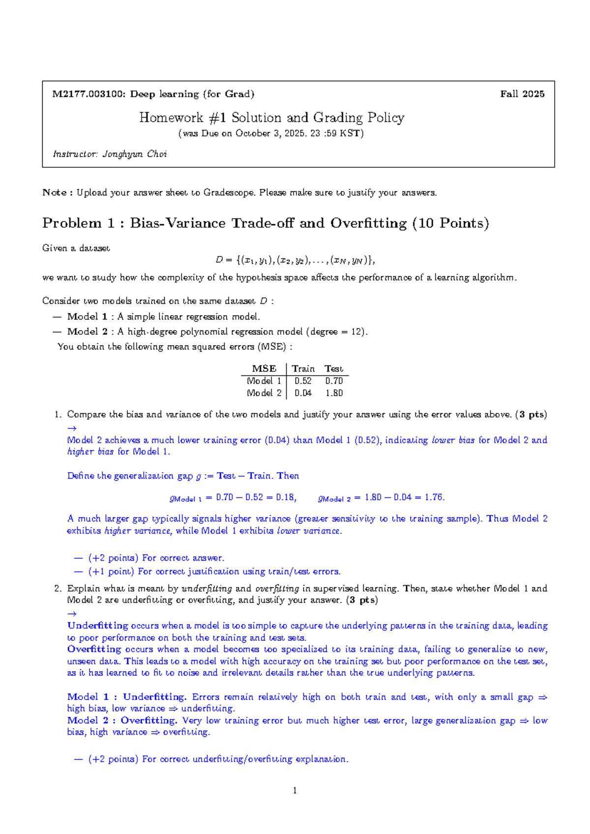 Dl2025fa HW1: Deep Learning Homework Solutions & Grading Policy - Studocu