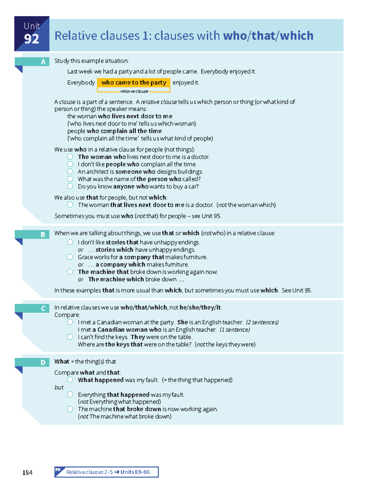 English Grammar in Use: Unit 92 & 93 - Relative Clauses Study Guide ...