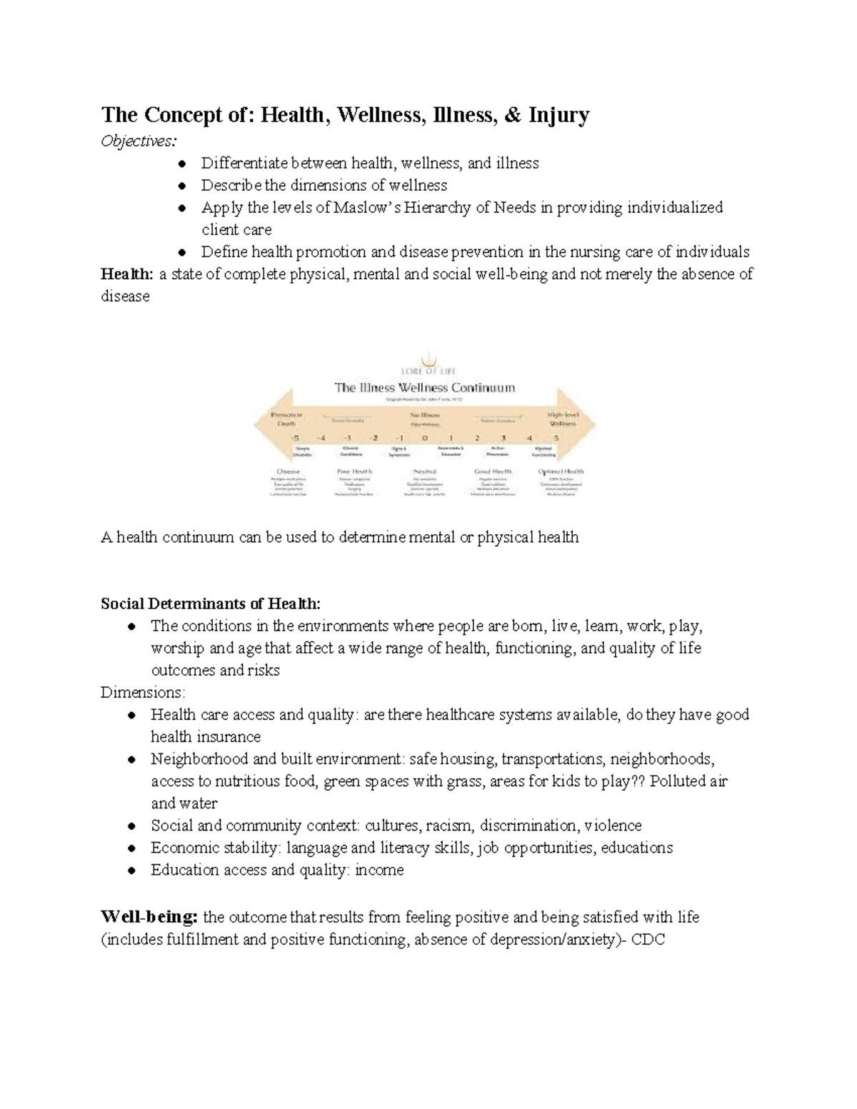 144 Week 2 - WEEK 2 EDPUZZLES - The Concept of: Health, Wellness ...