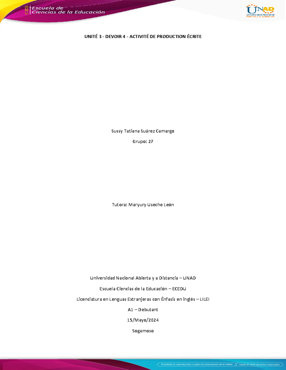 Unité 3 - Devoir 4 - Activité de Production Écrite - Maison à Vendre ...