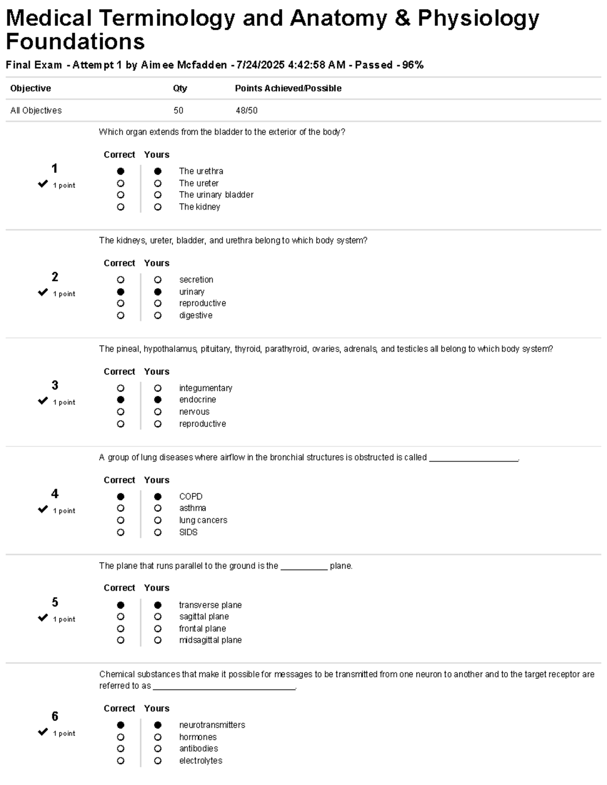 Medical Terminology & Anatomy Physiology Foundations Final Exam - Studocu