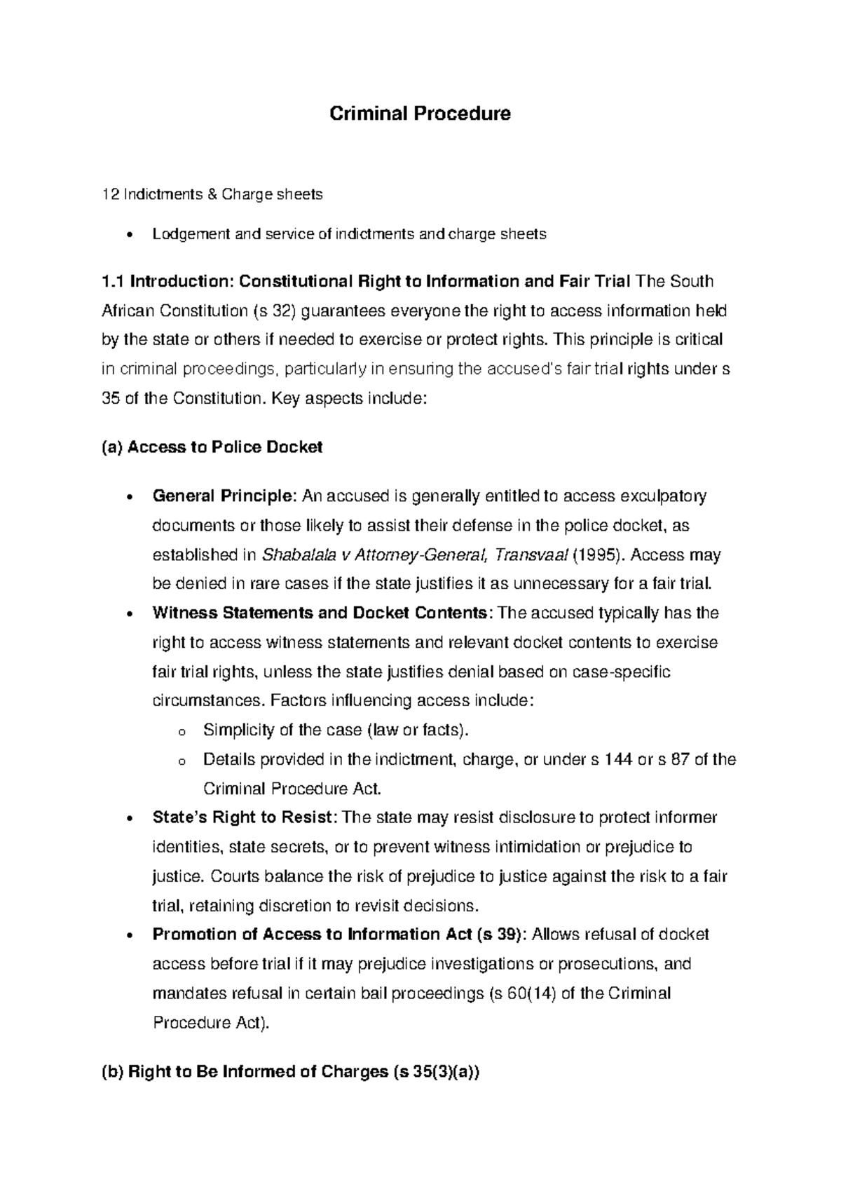 Criminal Procedure 12: Indictments & Charge Sheets Overview - Studocu