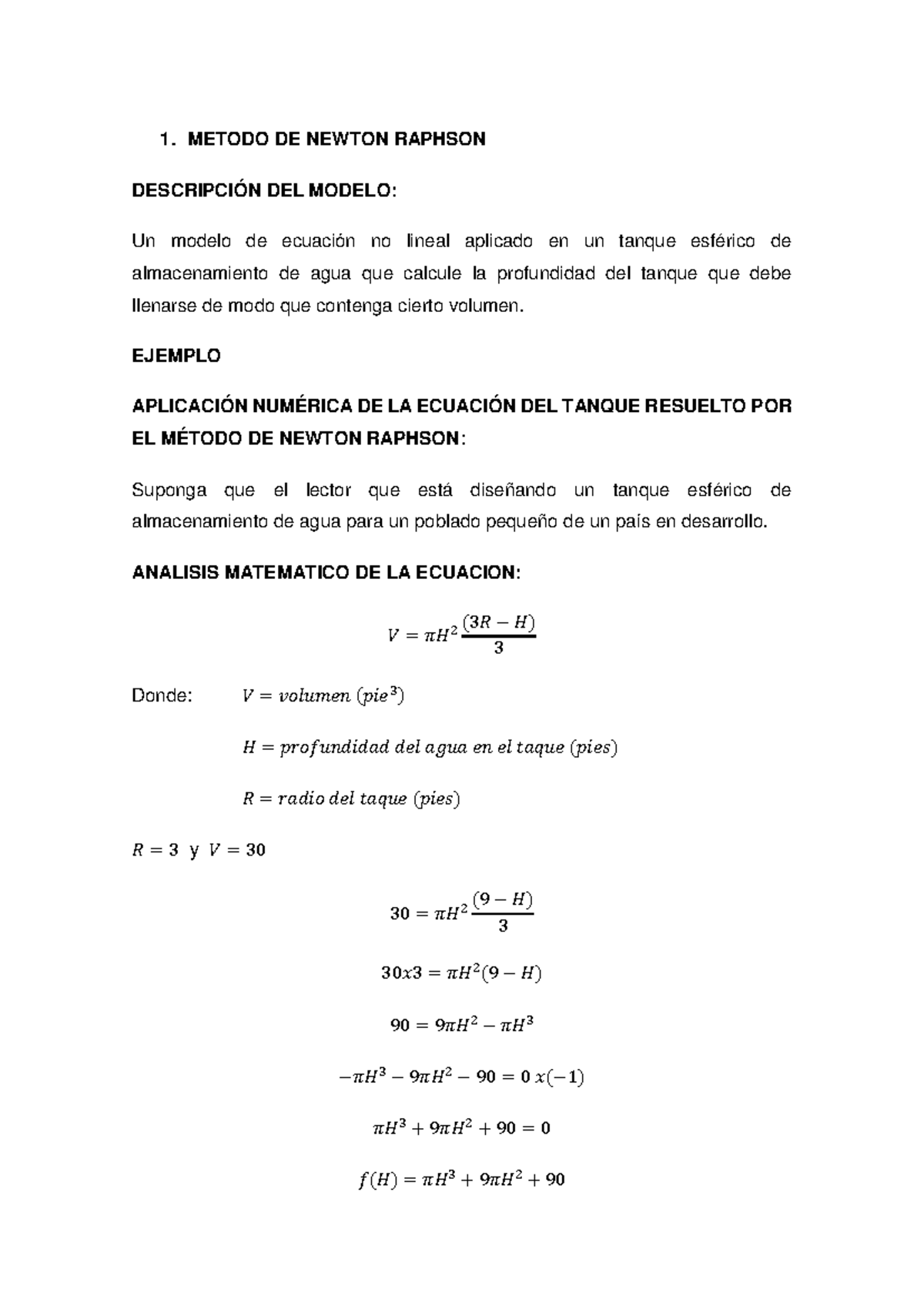 Métodos Numéricos en Tanques: Aplicación del Método de Newton Raphson - Studocu