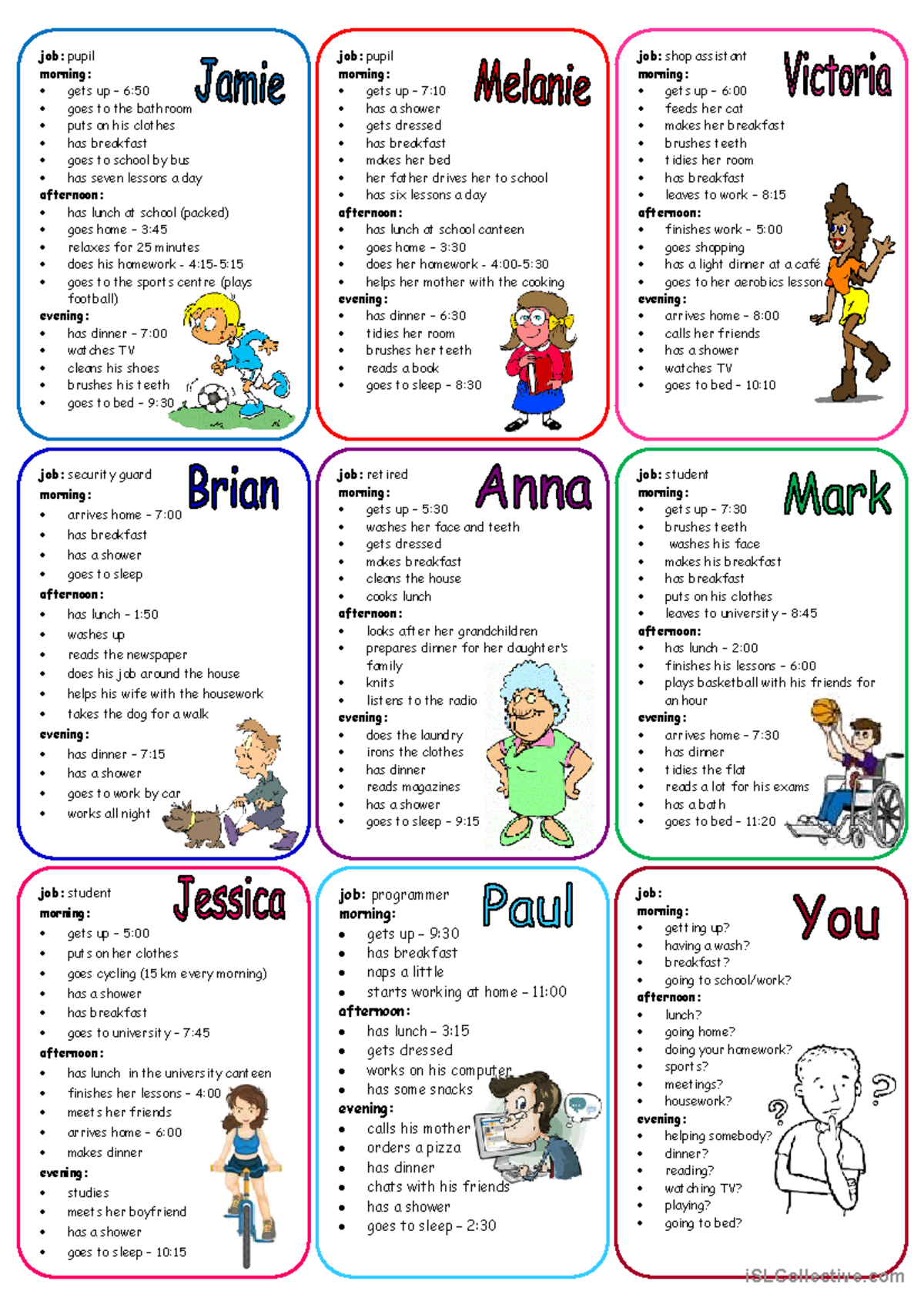 Daily Routines Speaking Cards for English Learners - A Comprehensive ...