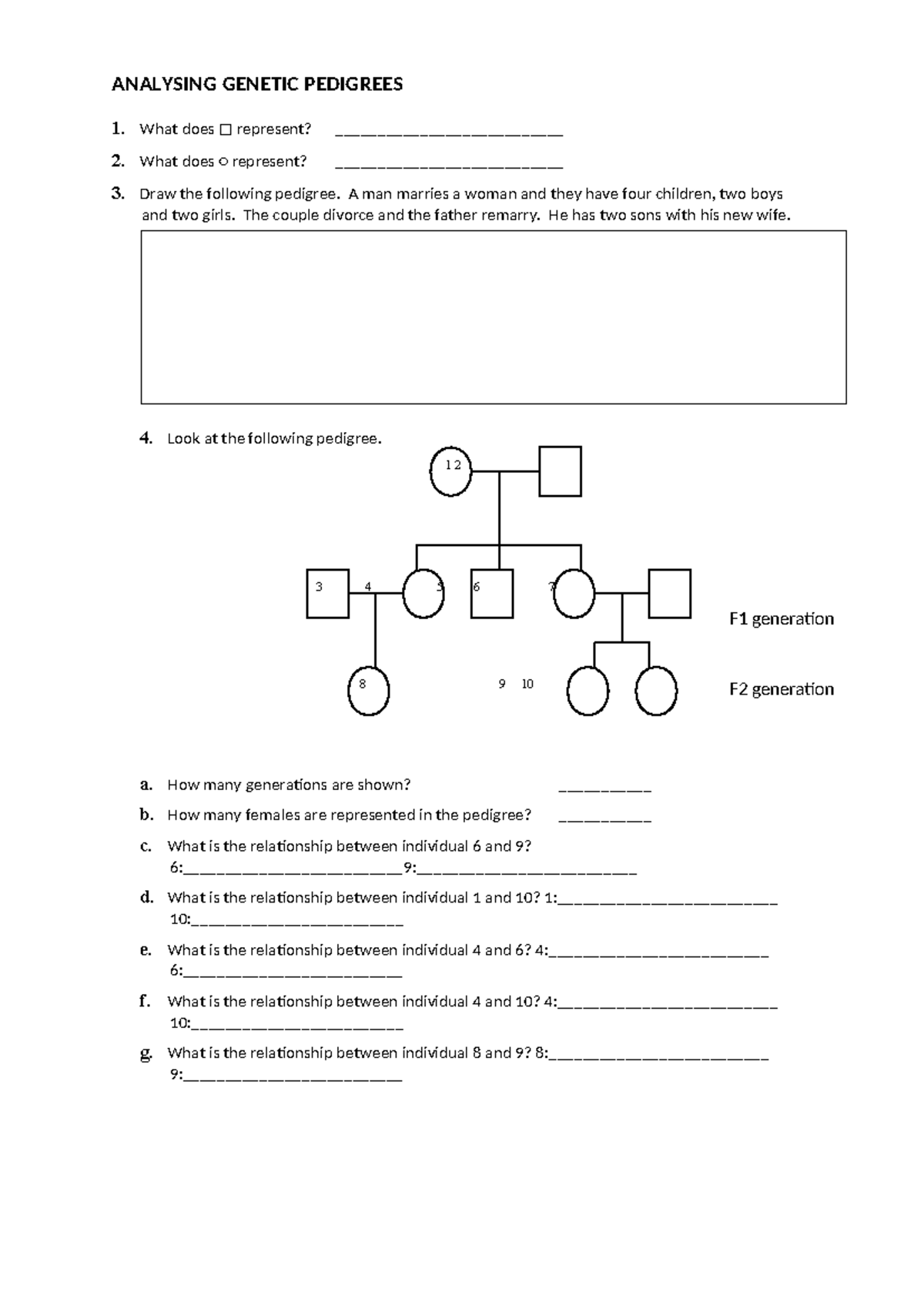 Pedigrees Practice Questions for Genetics Analysis - Studocu