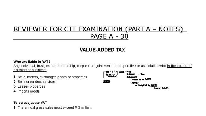 REVIEWER FOR CTT EXAMINATION: VAT Liabilities and Regulations - Studocu