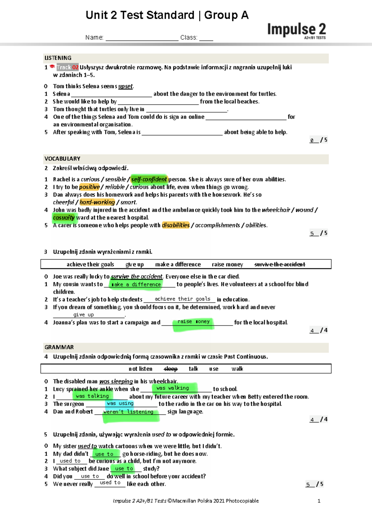 Unit 2 Listening Test - Group A - English Language Practice - Studocu