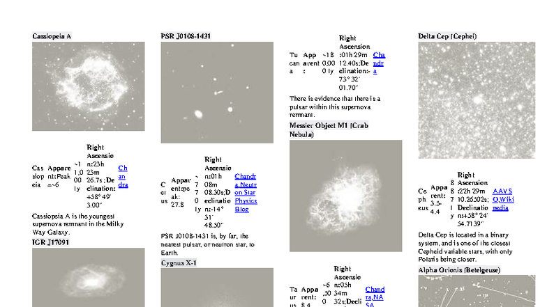 Astronomy Reference Sheet: Pulsars & Supernovae (Sci Oly) - Studocu