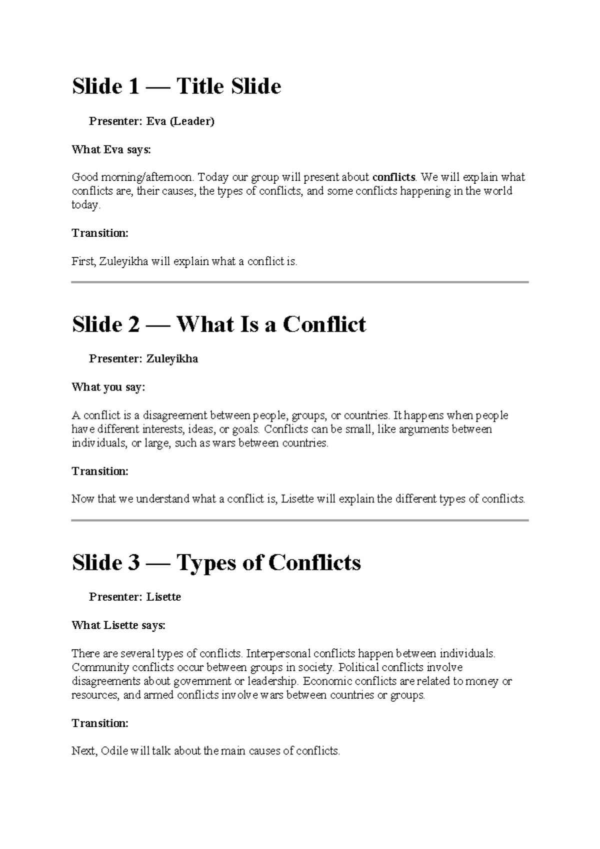 Conflicts: Types, Causes, and Current Global Issues (Group Presentation ...