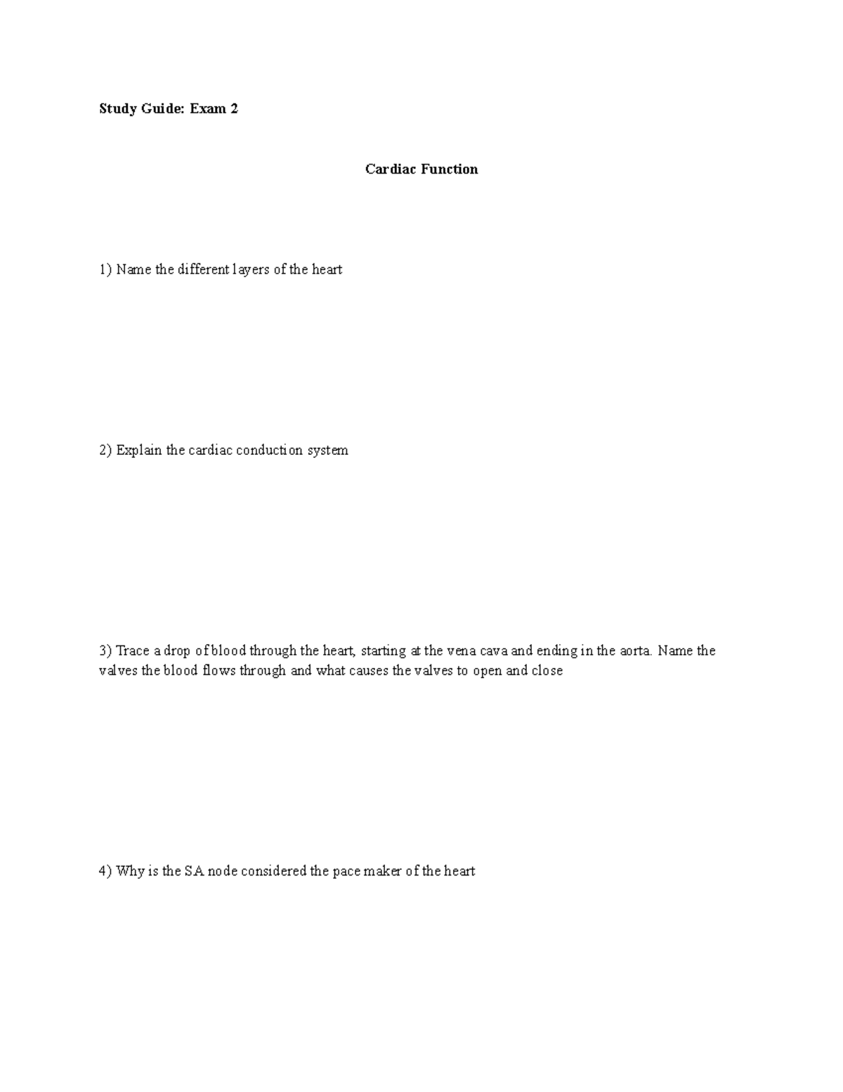 Study Guide: Exam 2 - Cardiac Function and Blood Flow Concepts - Studocu