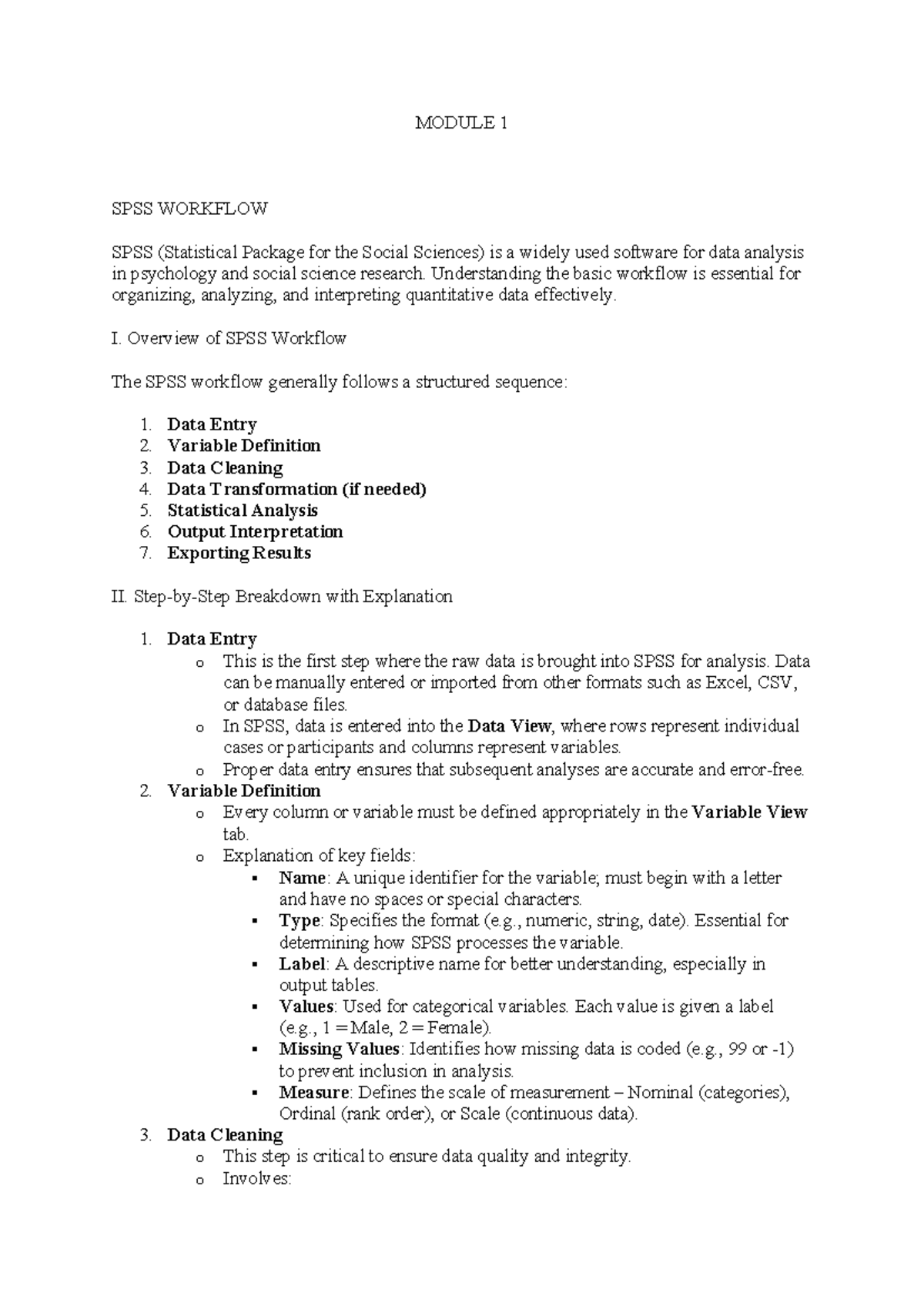 SPSS Workflow Overview: Essential Steps for Data Analysis in Psychology ...