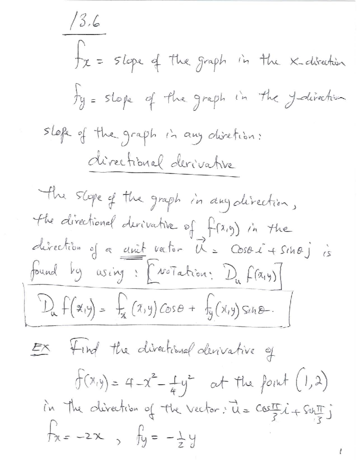 Directional Derivatives and Slope Analysis: Lecture Notes 4-2 - Studocu
