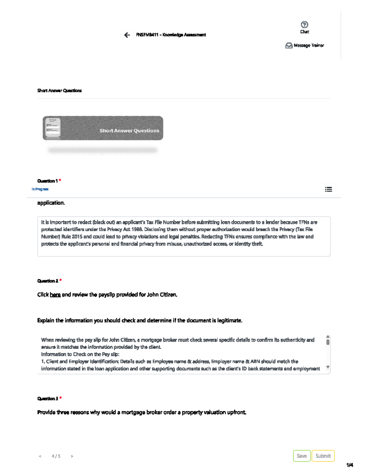 FNSFMB411 Knowledge Assessment: Short Answer Questions Guide - Studocu