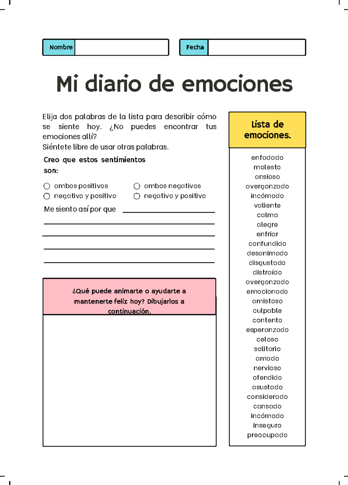 Mi diario de emociones[ 1535] - Mi diario de emociones ¿Qué puede ...