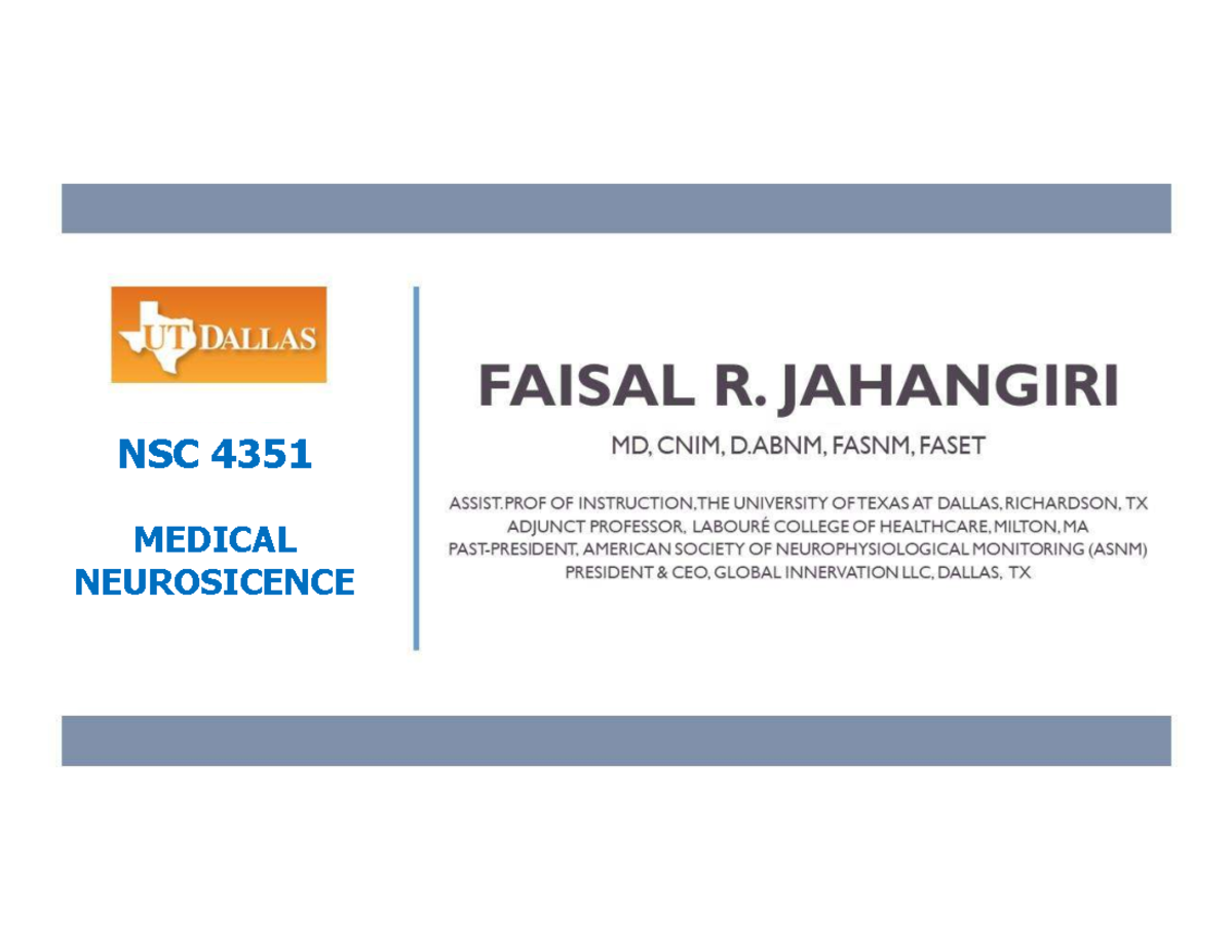 Coma Overview and Evaluation: NSC 4351 Medical Neuroscience Lecture 5 ...