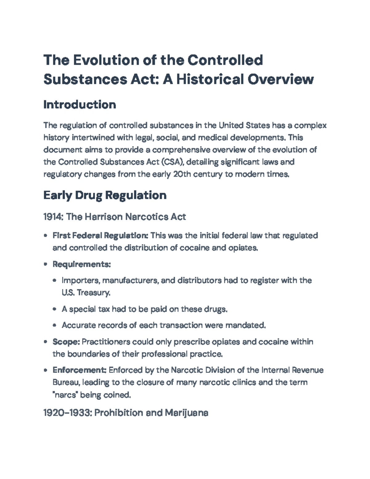 The Evolution of the Controlled Substances Act: A Detailed Overview ...