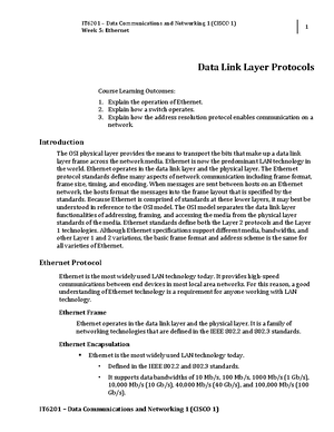 Data and Communications 1 Chapter 2 - IT6201 – Data Communications and Networking 1 (CISCO 1 ...
