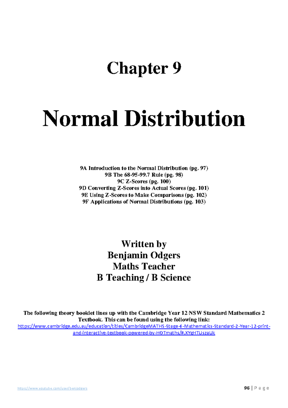 Normal Distribution Study Notes – Maths 2 Chapter 9 (B Teaching) - Studocu