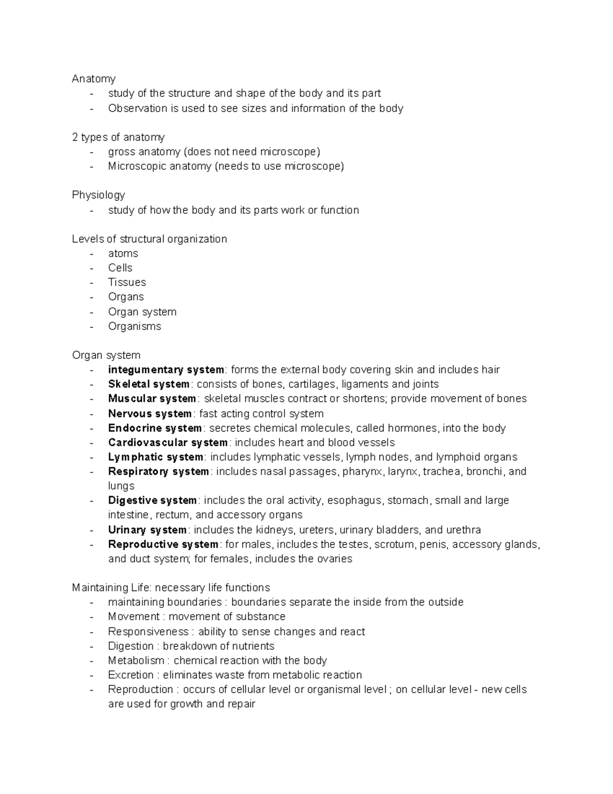 Anaphy - Anatomy - study of the structure and shape of the body and its ...