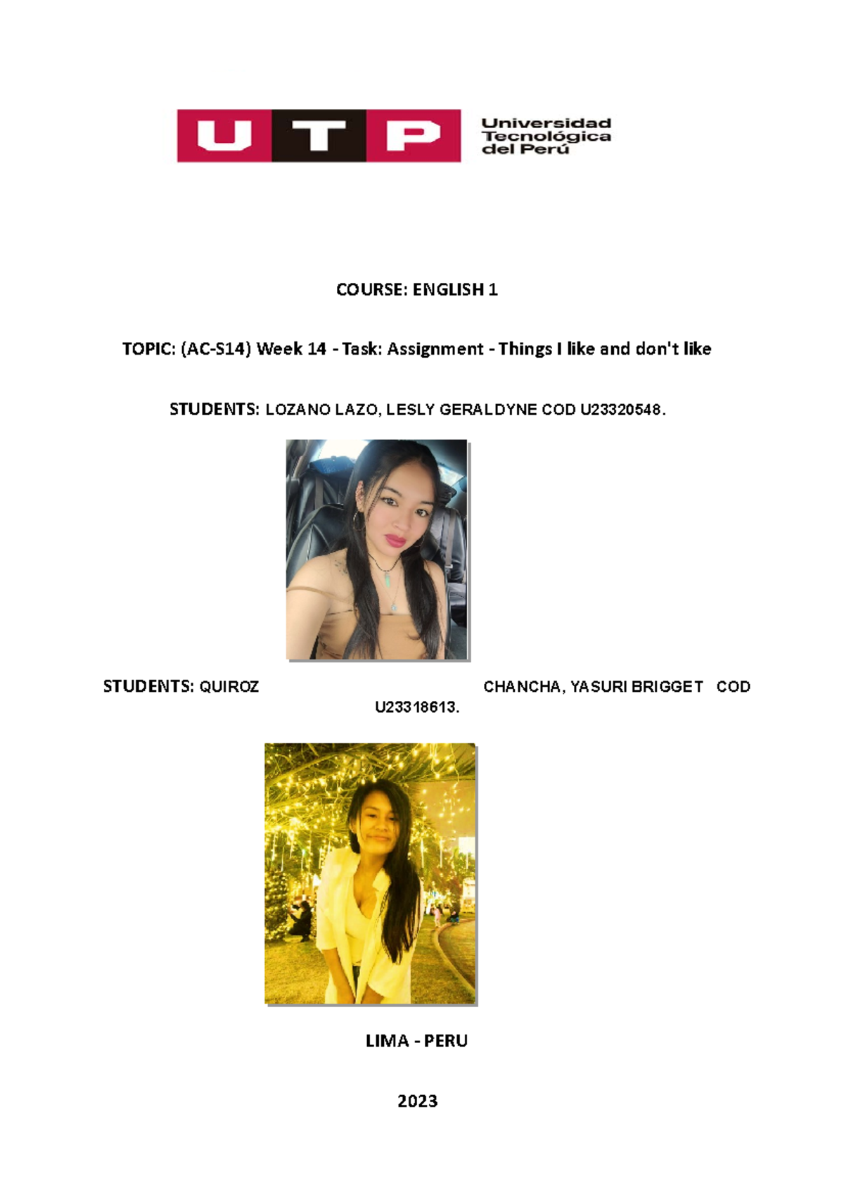 ENGLISH 1 (AC-S14) Week 14 - Assignment: Preferences Overview - Studocu