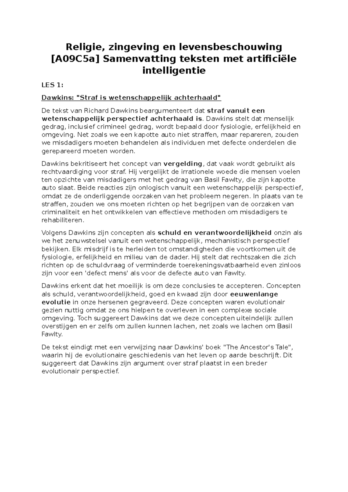 Religie, Zingeving en Levensbeschouwing Samenvatting RZL Les 1-6 - Studocu