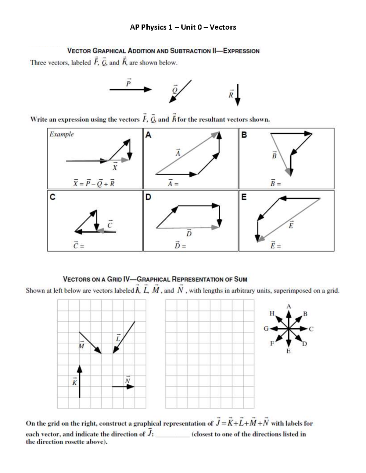 AP1 Unit 0 Vectors: Graphical Addition and Resultant Analysis - Studocu