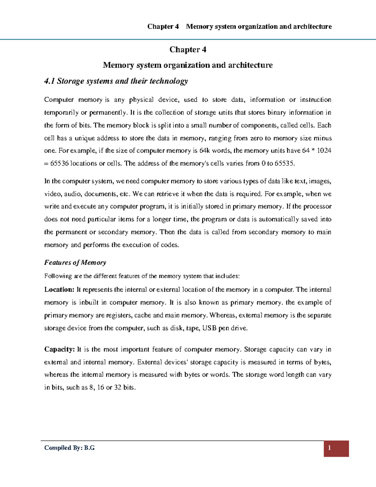 COA Chapter 4 - sdddddddd - Chapter 4 Memory system organization and ...