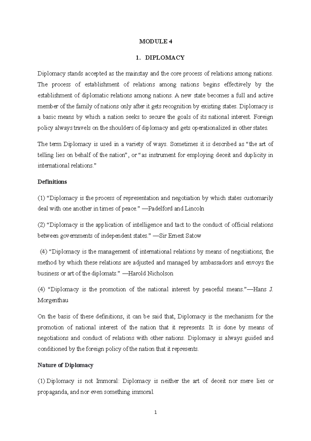 Module 4 - Understanding Diplomacy in International Relations - Studocu
