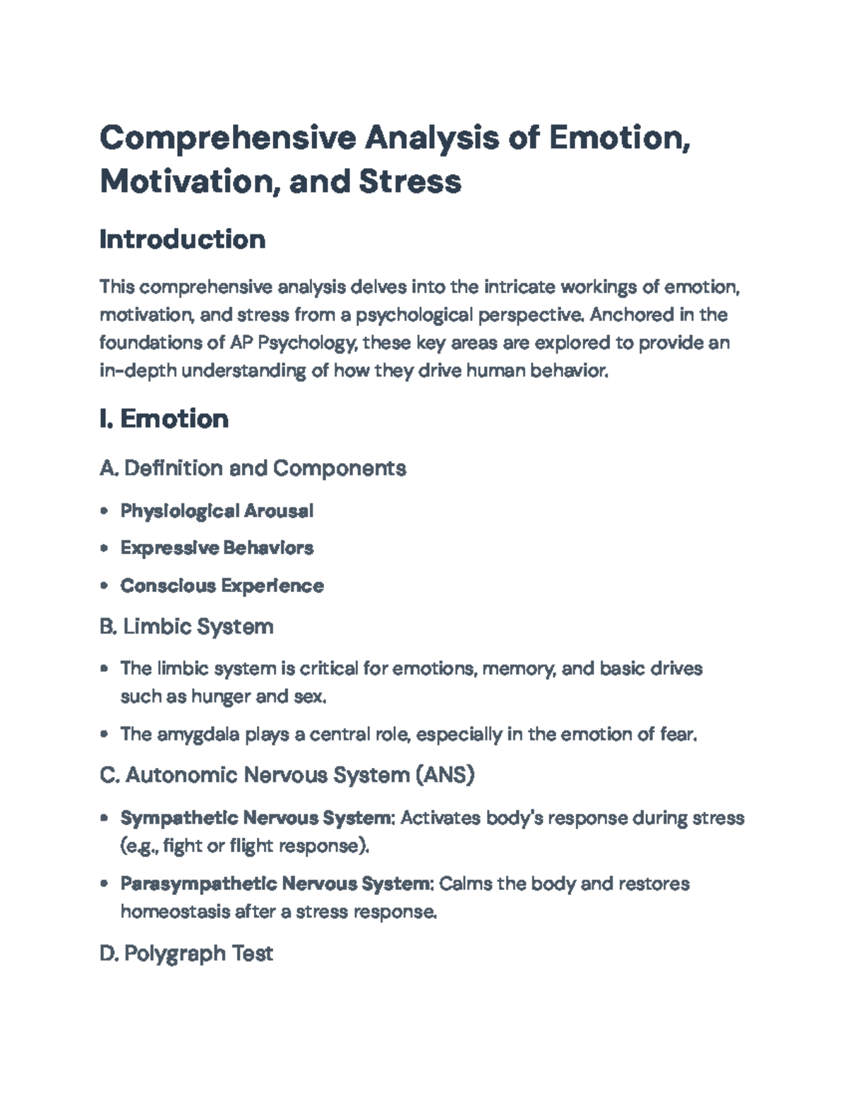 Comprehensive Analysis of Emotion, Motivation, and Stress in AP ...