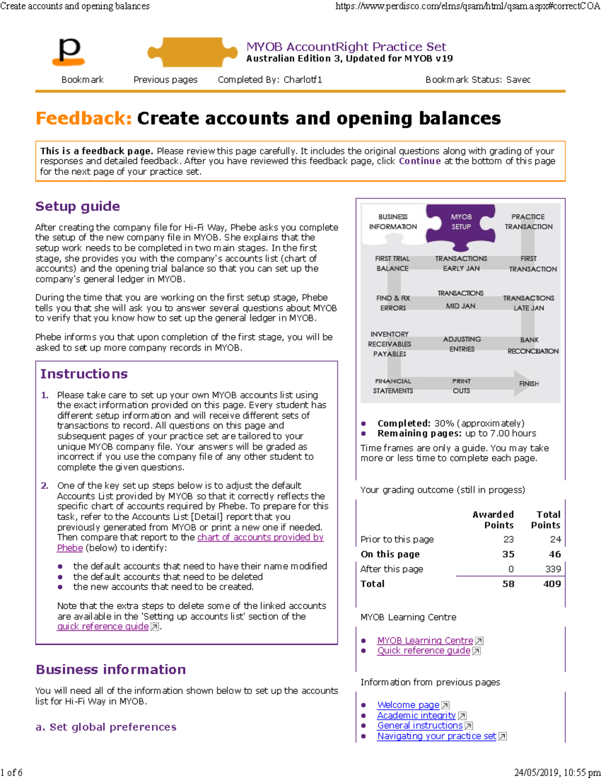 MYOB v19 Setup: Creating Accounts and Opening Balances for Hi-Fi Way ...