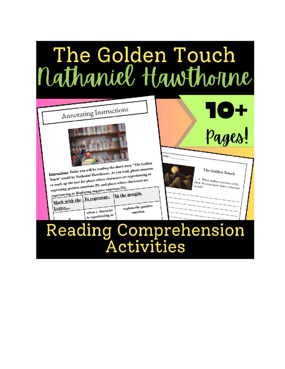 The Golden Touch (Nathaniel Hawthorne) Reading Comprehension Activities ...