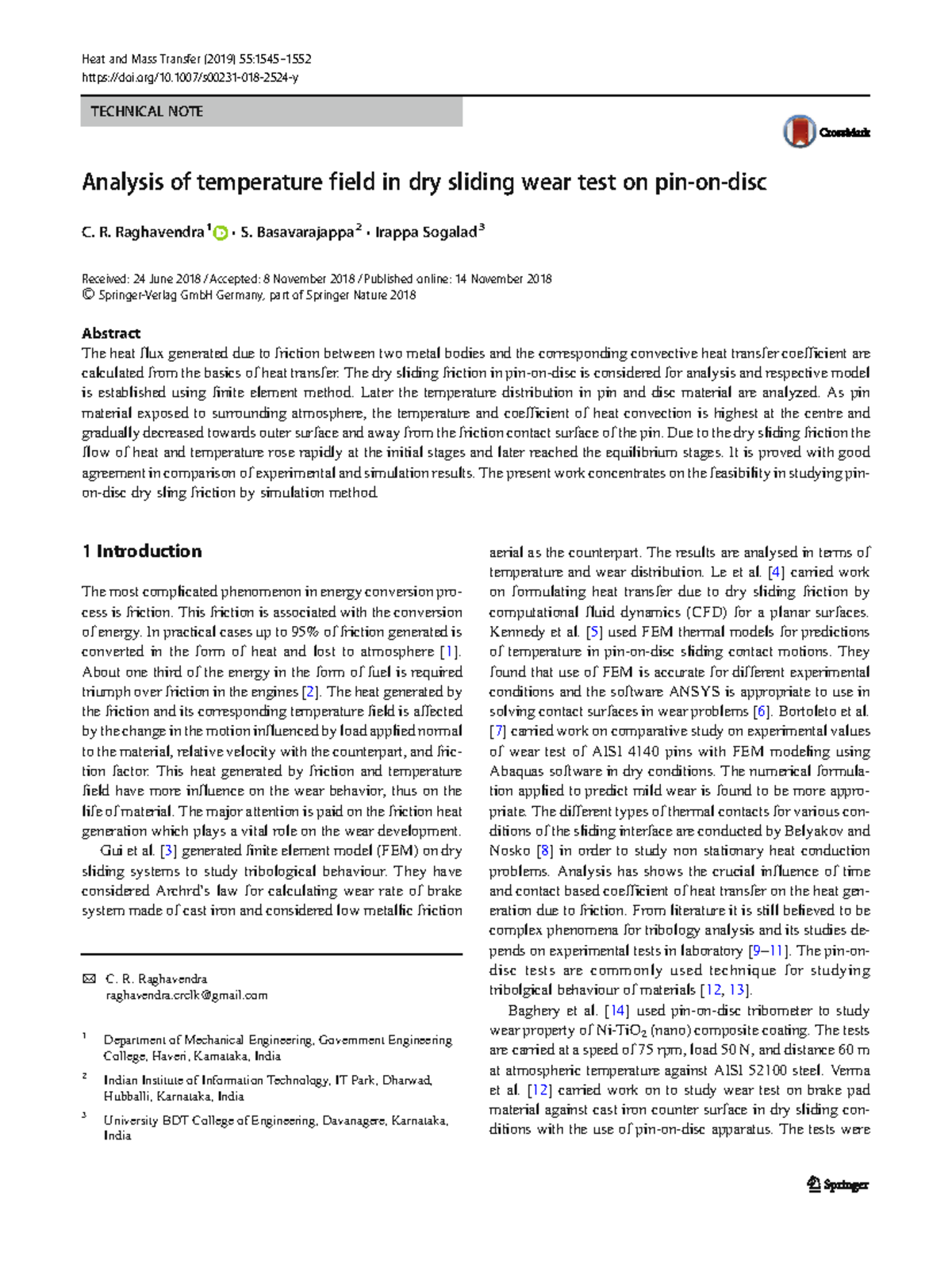 Analysis of Temperature Field in Dry Sliding Wear Test (S00231) - Studocu