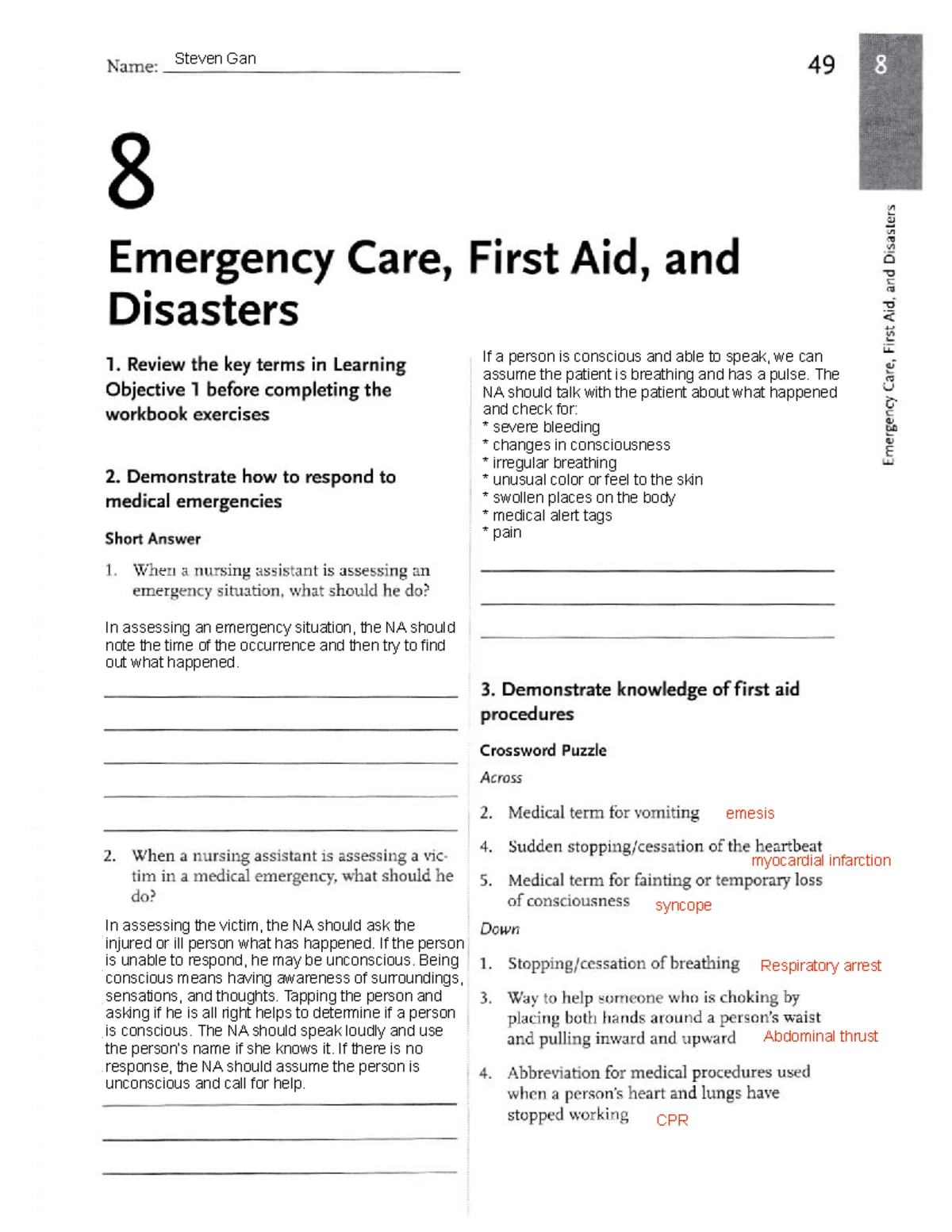 Work Book Exercises Chapter 3 pdf - 3 Name 1 5 7 Communication Skills I. Review the key terms in ...