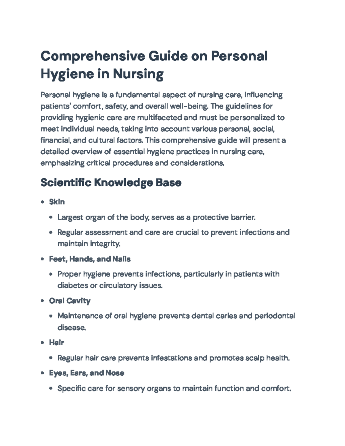 Comprehensive Guide to Personal Hygiene in Nursing Care - Comprehensive ...