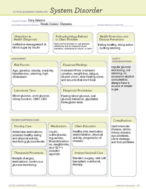 Diabetes Mellitus ATI System Disorder Template - ACTIVE LEARNING ...