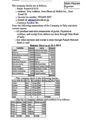 Tally prime practical question paper - Motilal Nehru College B. (H) I ...
