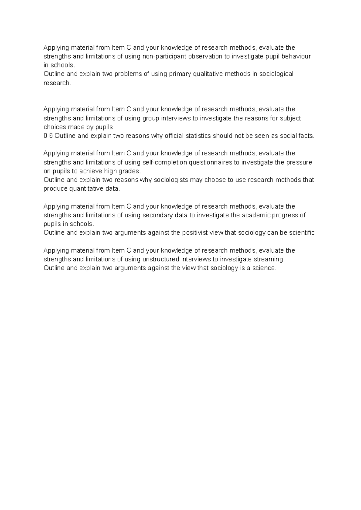Research Methods in Sociology: Strengths & Limitations Analysis - Studocu