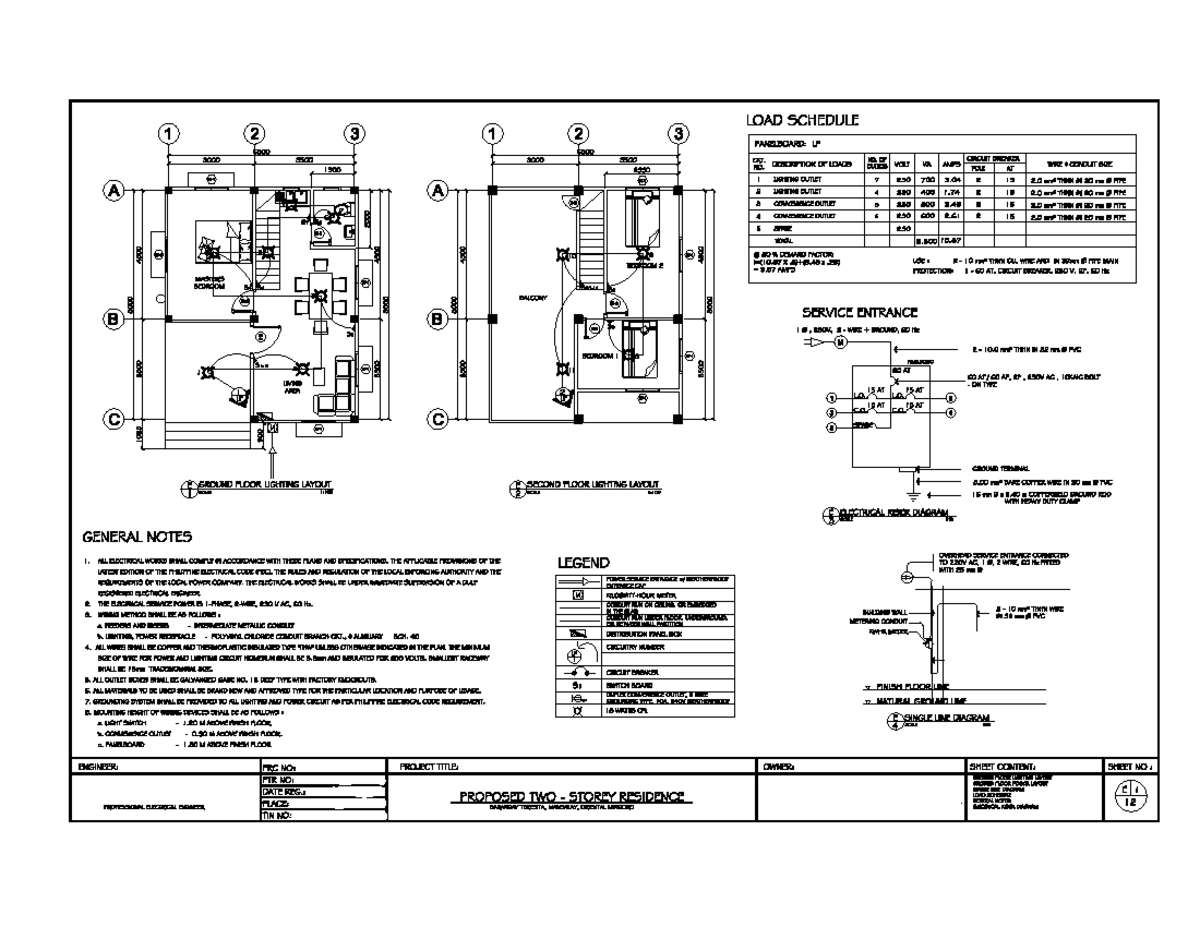 Electrical Load Schedule and Panelboard Layout for Project S4155 - Studocu