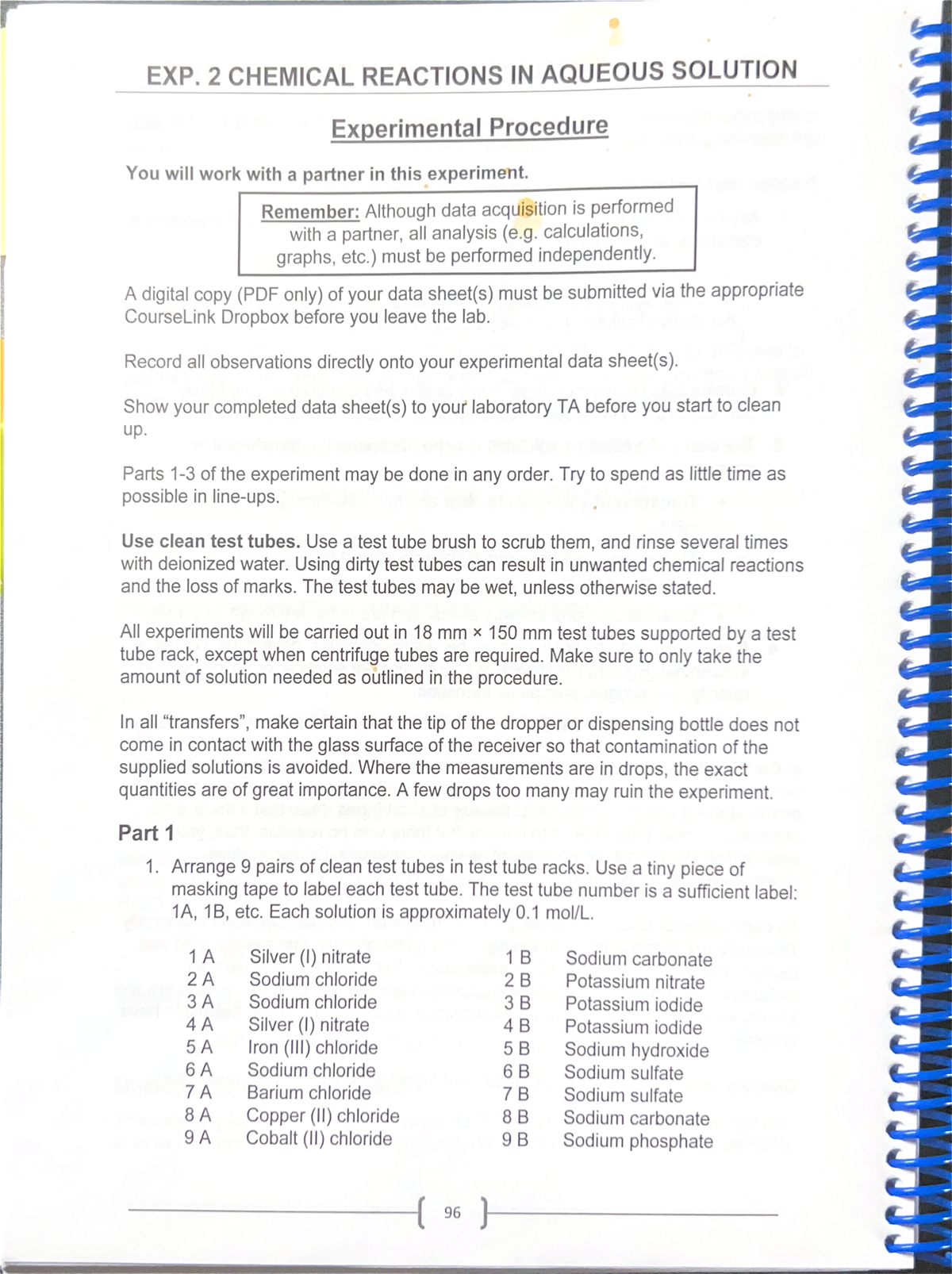 EXP. 2 Chemical Reactions IN Aqueous Solution - EXP. 2 CHEMICAL ...
