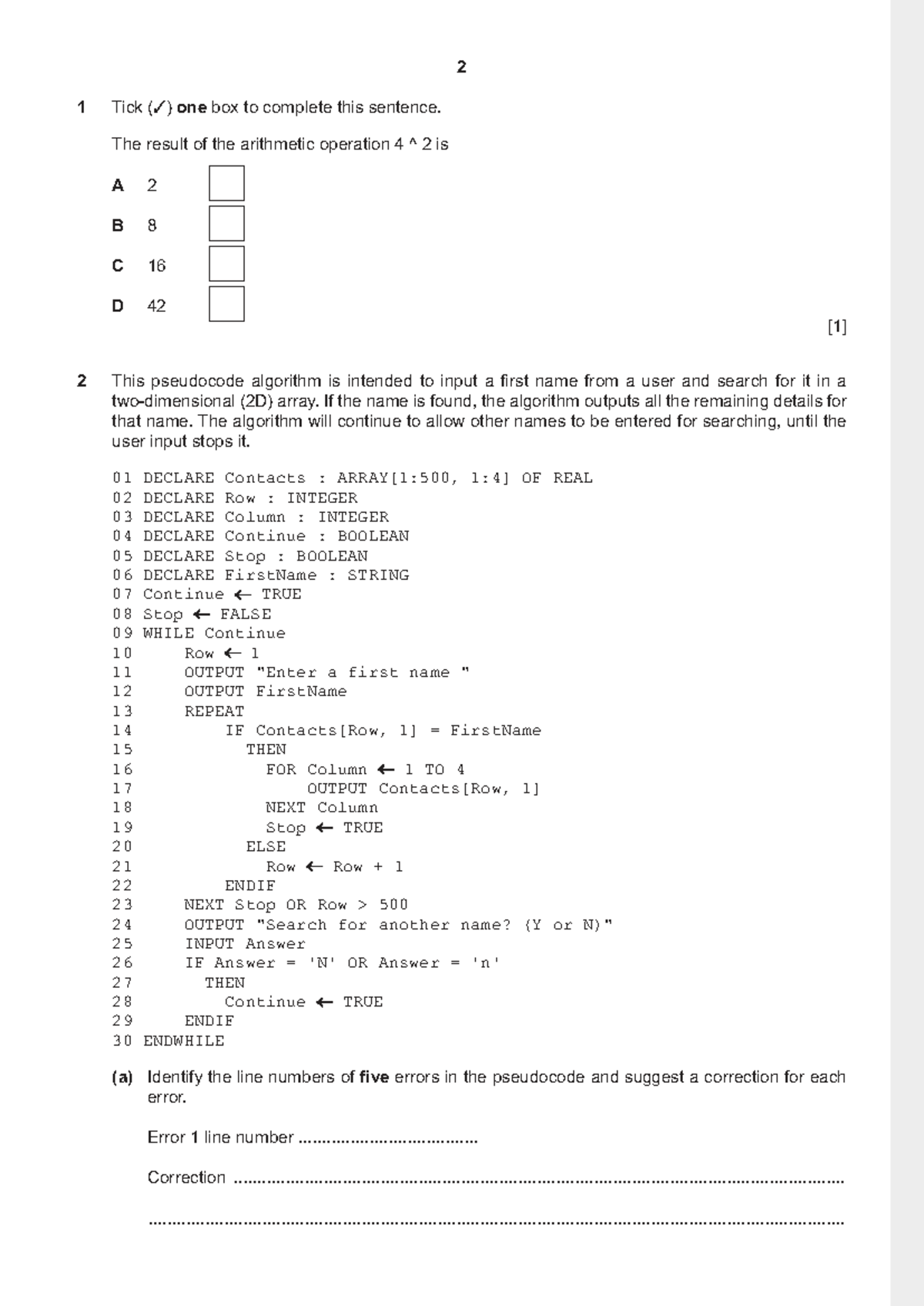 Mock Paper P2: Binary Logic Concepts and Pseudocode Analysis - Studocu