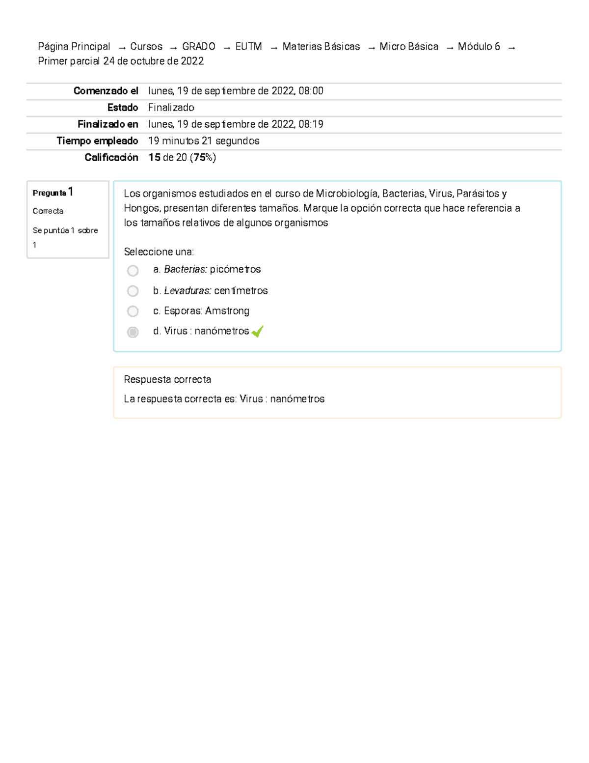 Revisión primer parcial Microbiología EUTM - 24 de octubre 2022 - Studocu