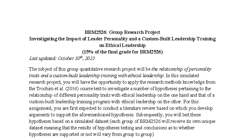 BRM2526: Group Research Project on Leader Personality & Ethical ...