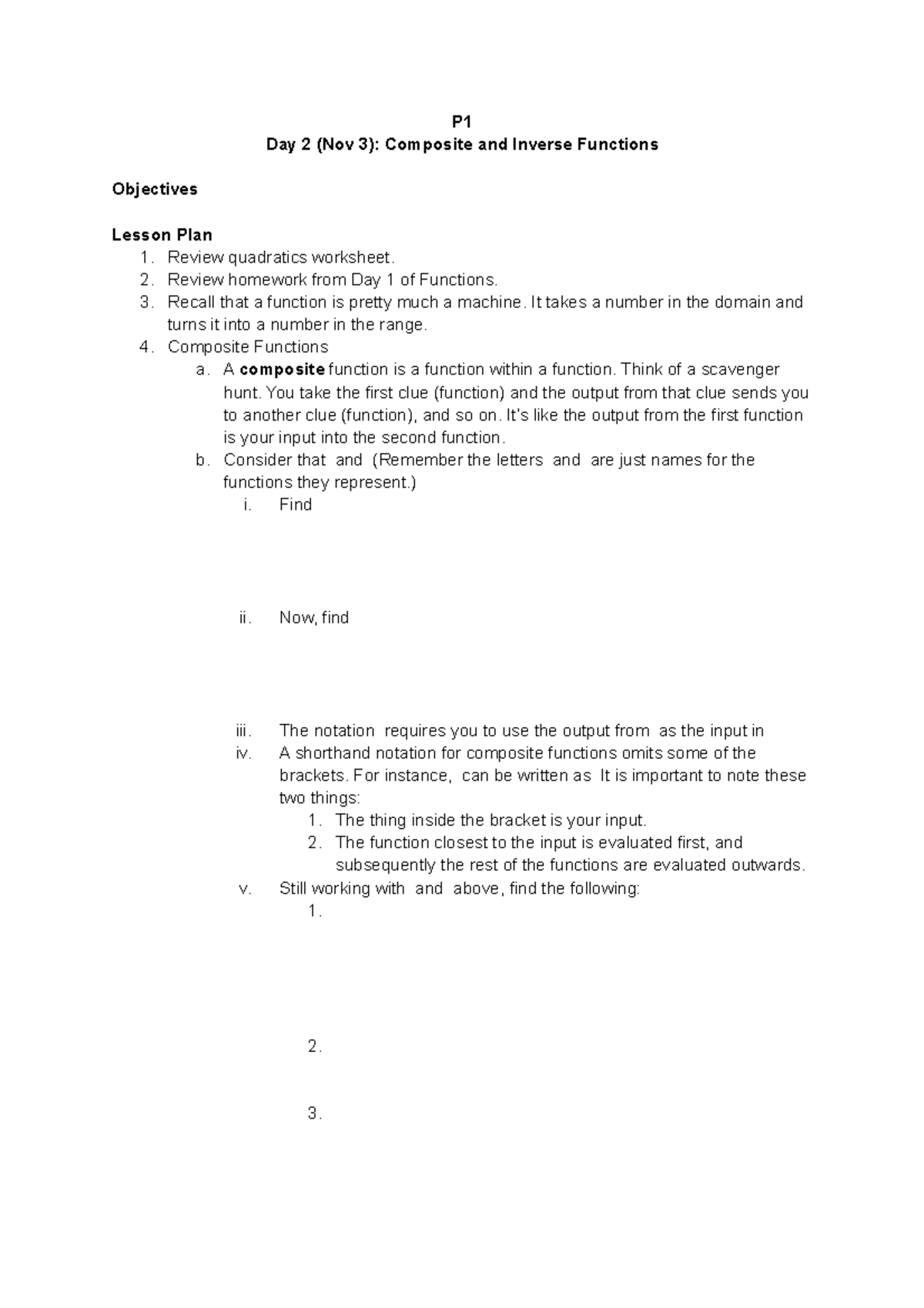 Day 2 (Nov 3) Lecture Notes on Composite Functions - Studocu